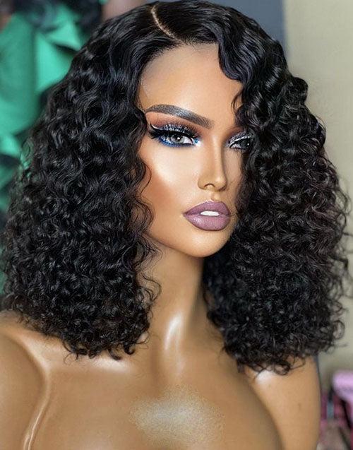 Ocean Curl 13x4 Lace Front Bob Wig Glueless Human Hair Wig – Belle ...